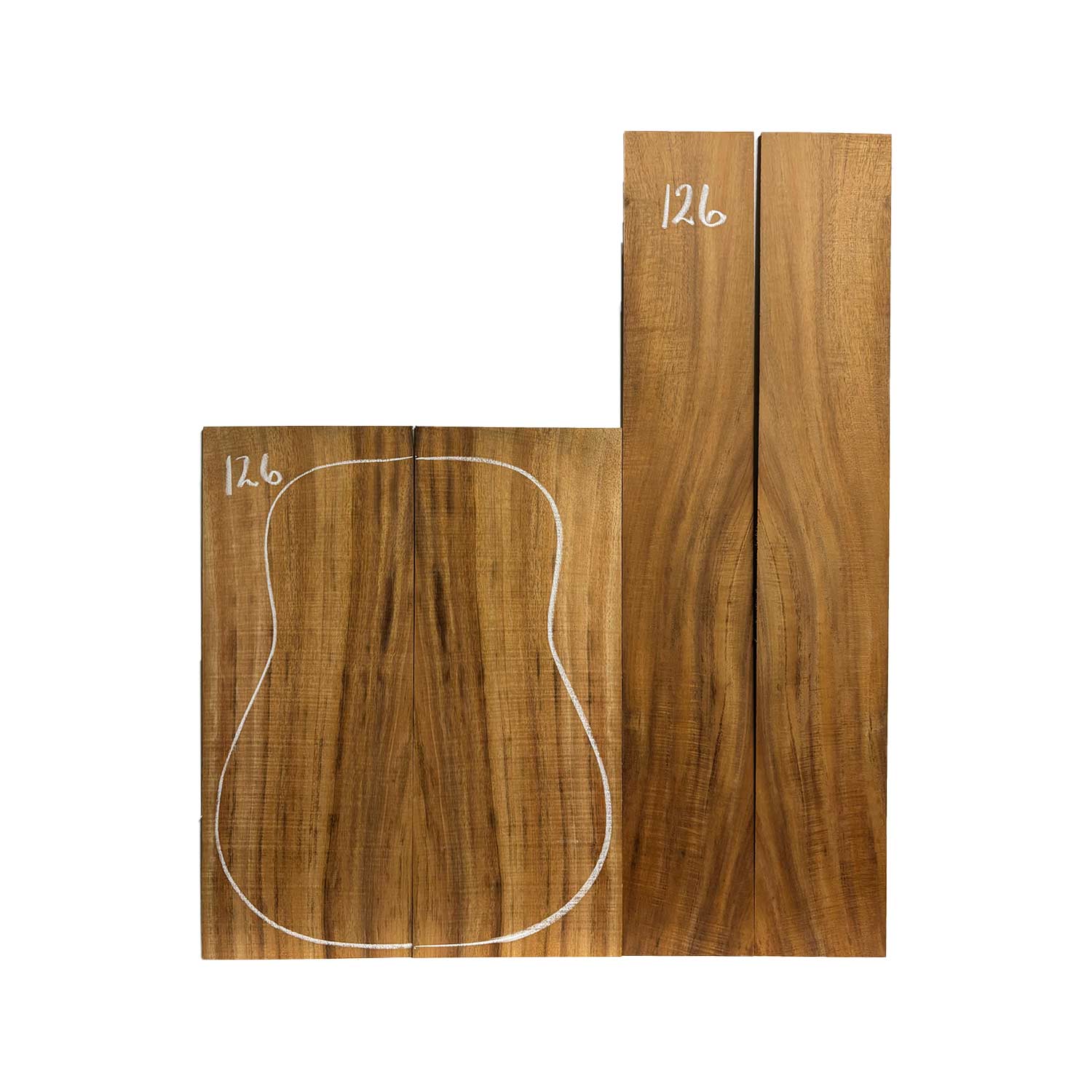 Flame Hawaiian Koa Dreadnought AAA Grade Guitar Back & Side Set #126 ...