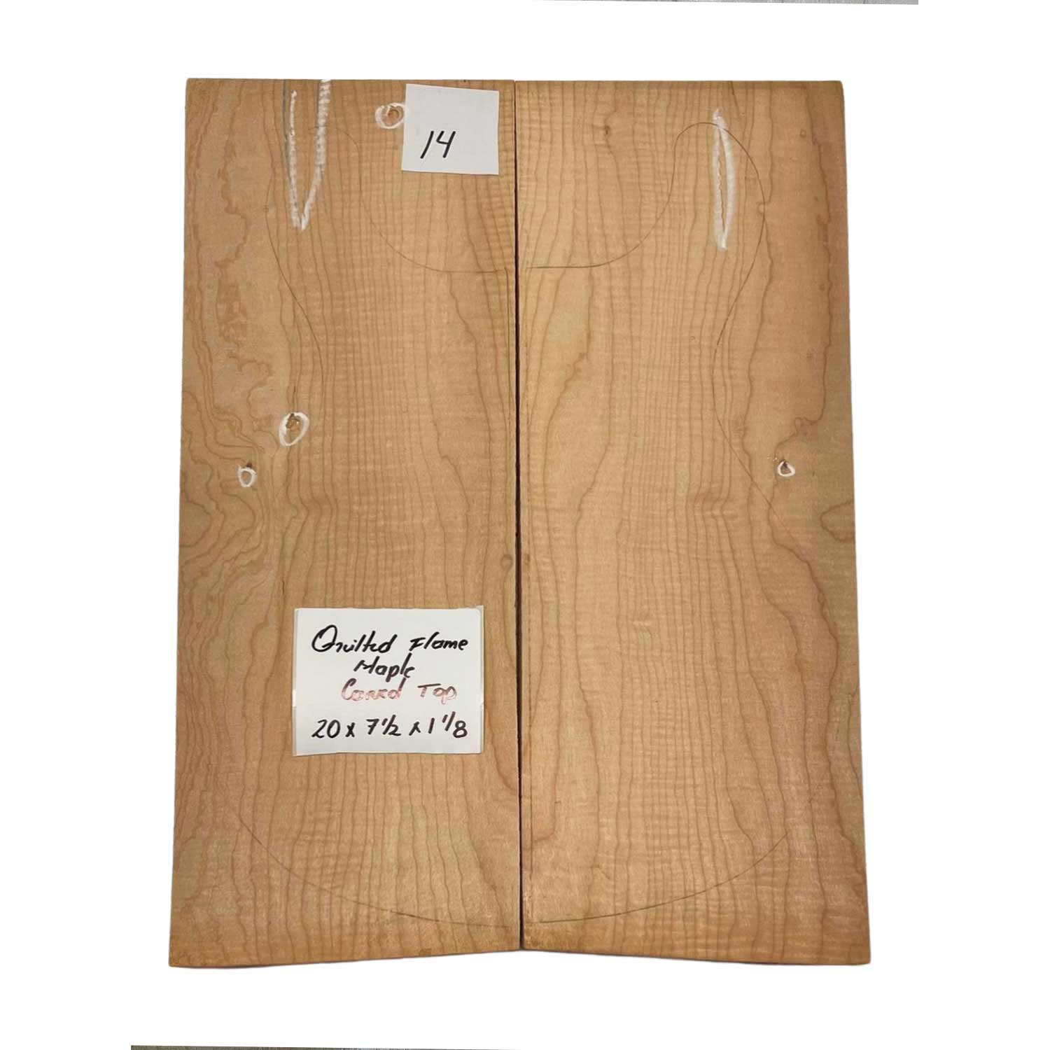 Quilted Flame Maple Carved Bookmatched Guitar Drop Tops 20" x 7-1/2" x ...