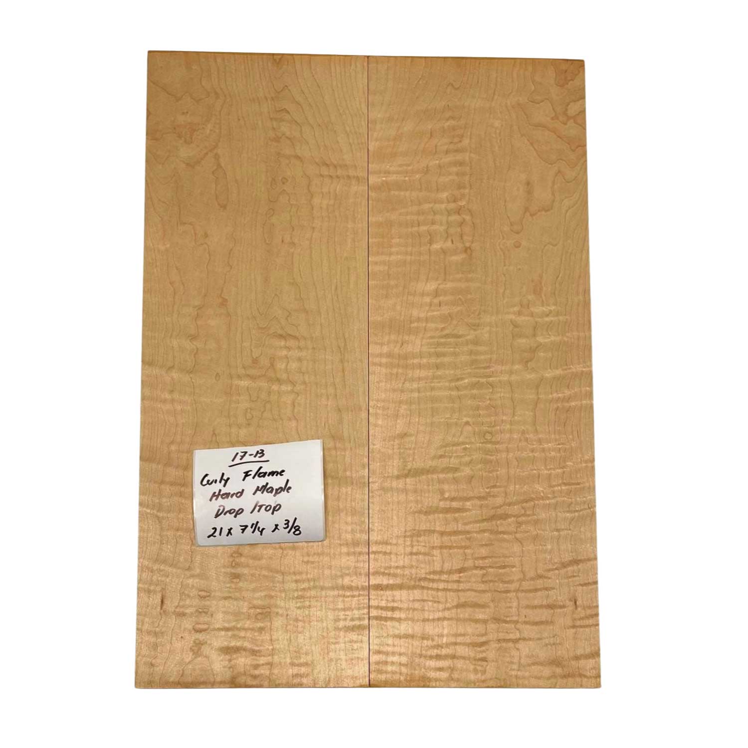 Curly Flame Hard Maple Drop Top 21" x 7-1/4" x 3/8" #17 - B - Exotic ...