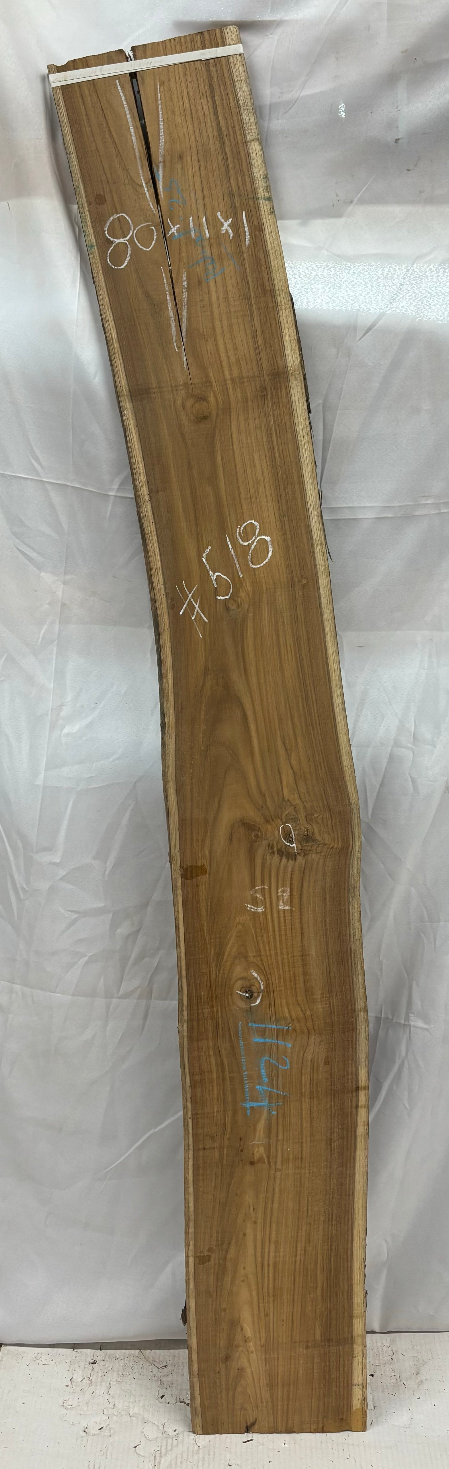 Teak Lumber Live Edge Slab - 80"x 11"x 1" #518 – Exotic Wood Zone