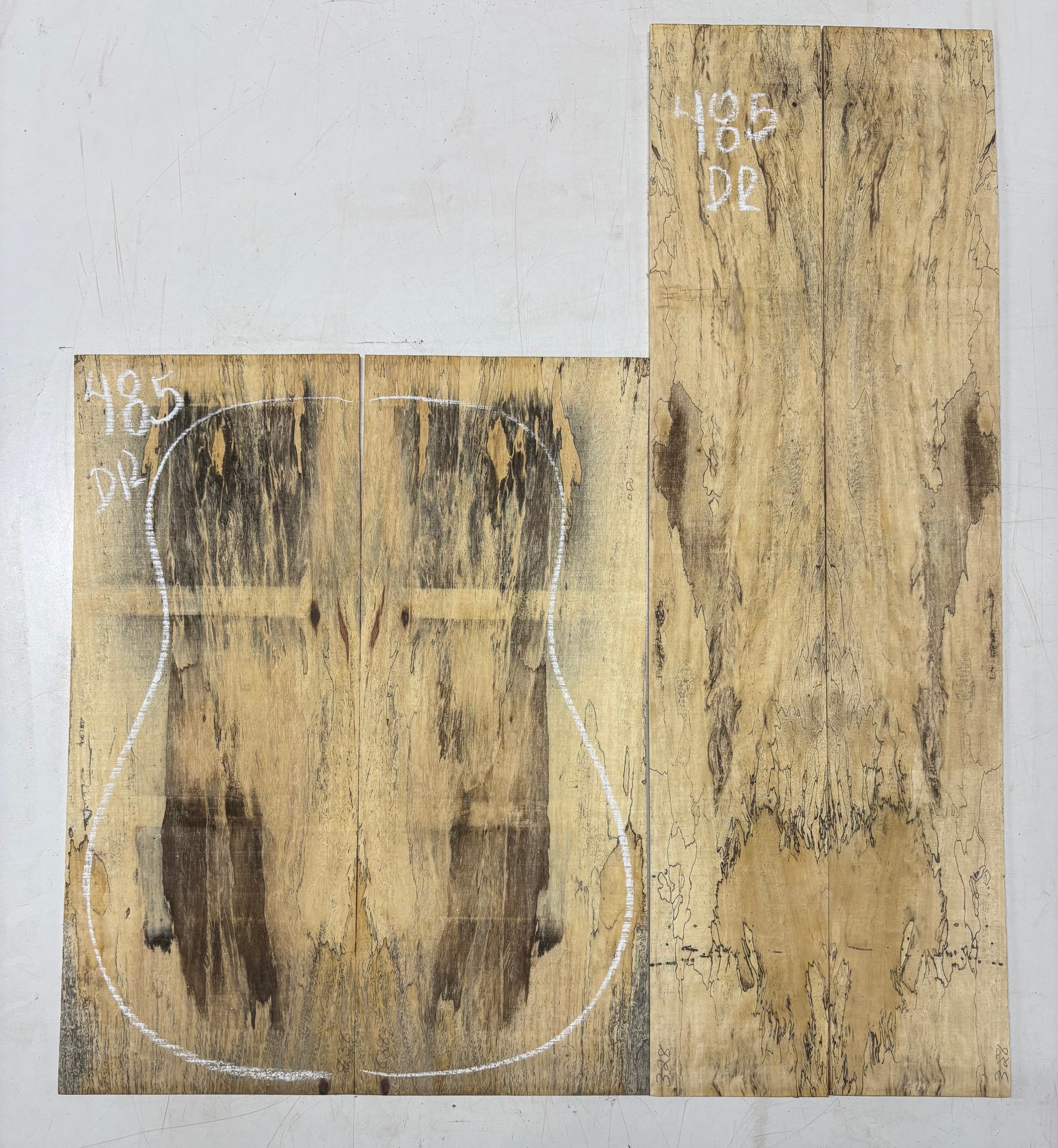 Spalted Tamarind Dreadnought Guitar Back & Side Set #485 – Exotic Wood Zone