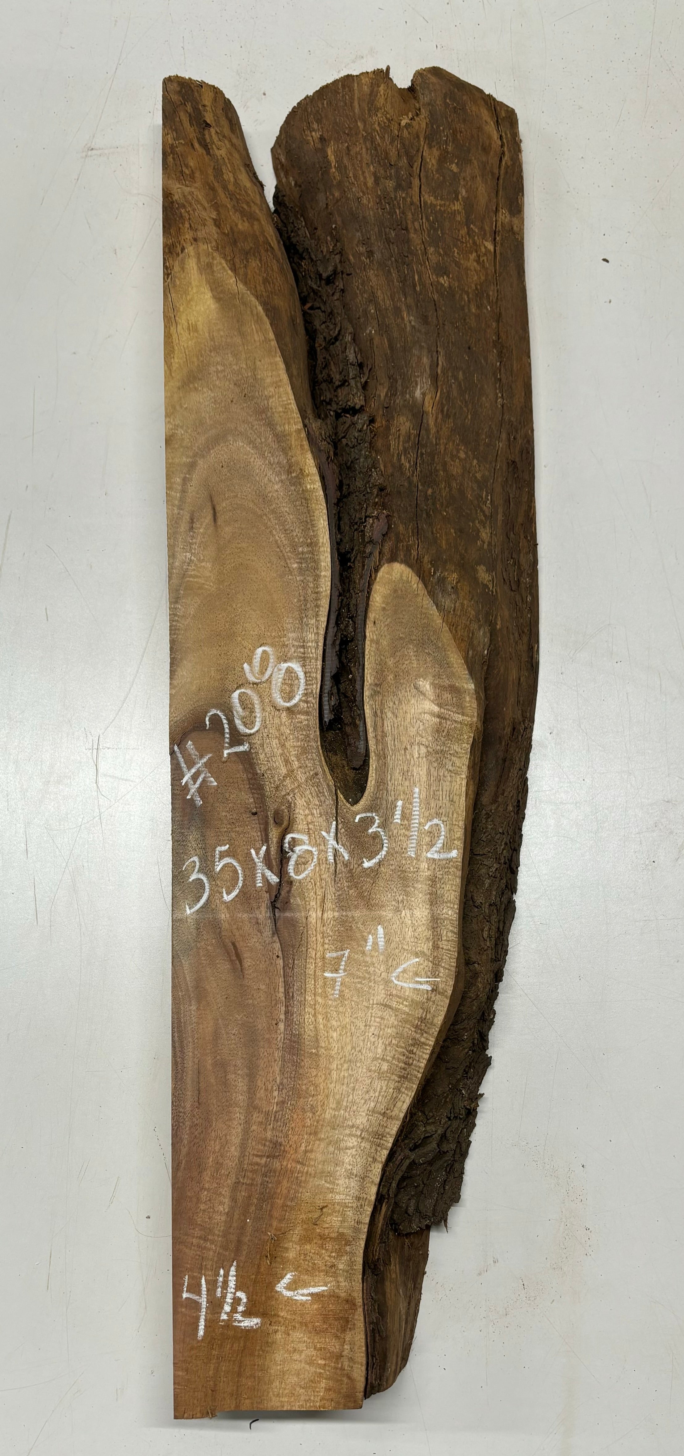 Flame Hawaiian Koa Lumber Live Edge Slab - 35" x 4-1/2" to 8" x 3-1/2 ...