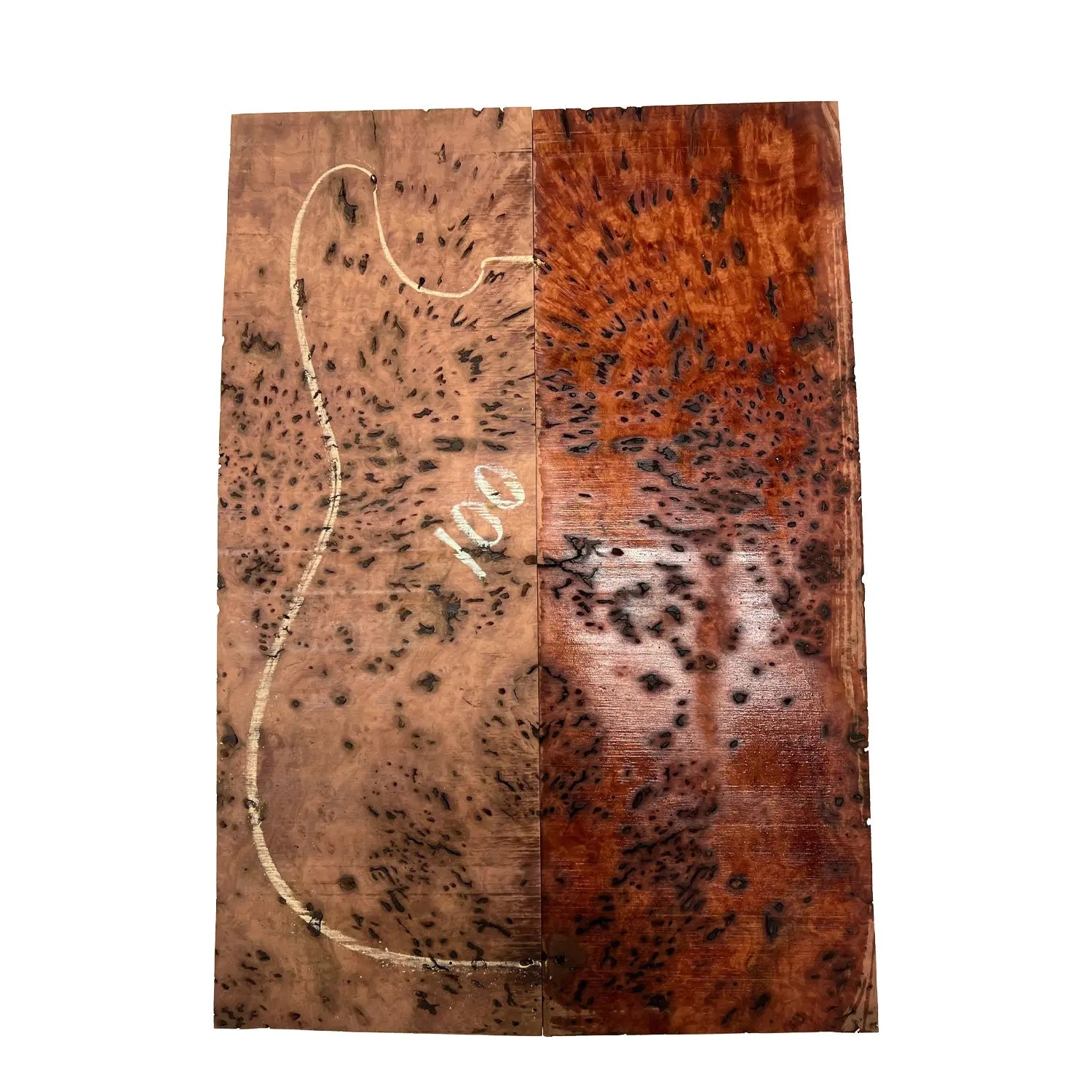 Red Gum Burl Acoustic/ Electric Guitar Wood Drop Top Set | 21" x 14" x ...